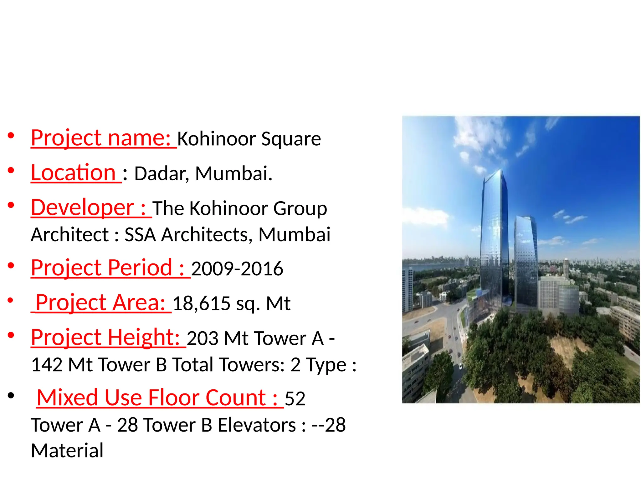 KOHINOOR SQUARE.pptx for architecture design | PPTX