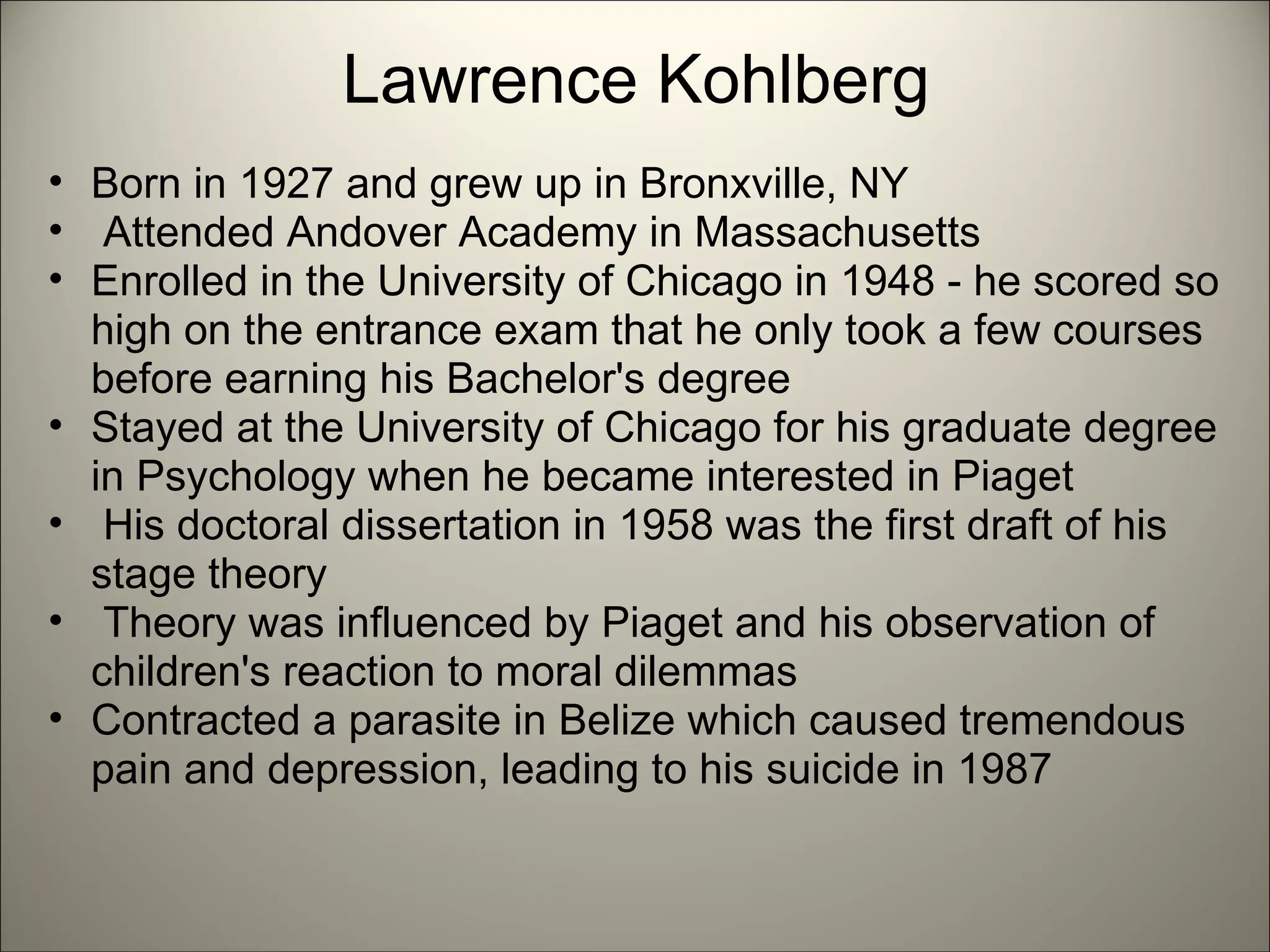 Kohlberg's theory of moral reasoning | PPT