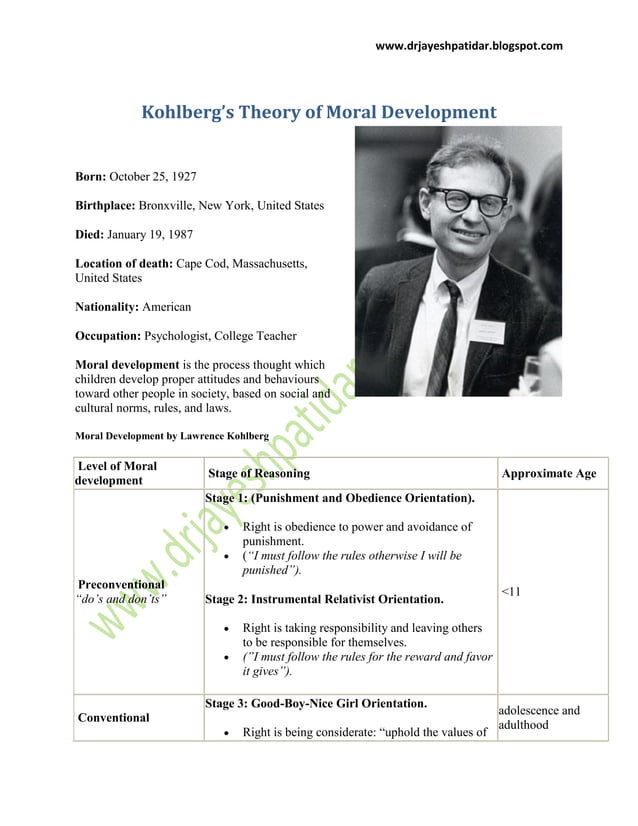 Kohlberg’s theory of moral development | PDF