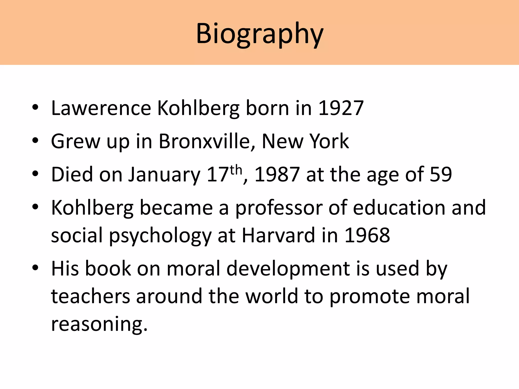 Kohlberg’s theory on moral development | PPTX