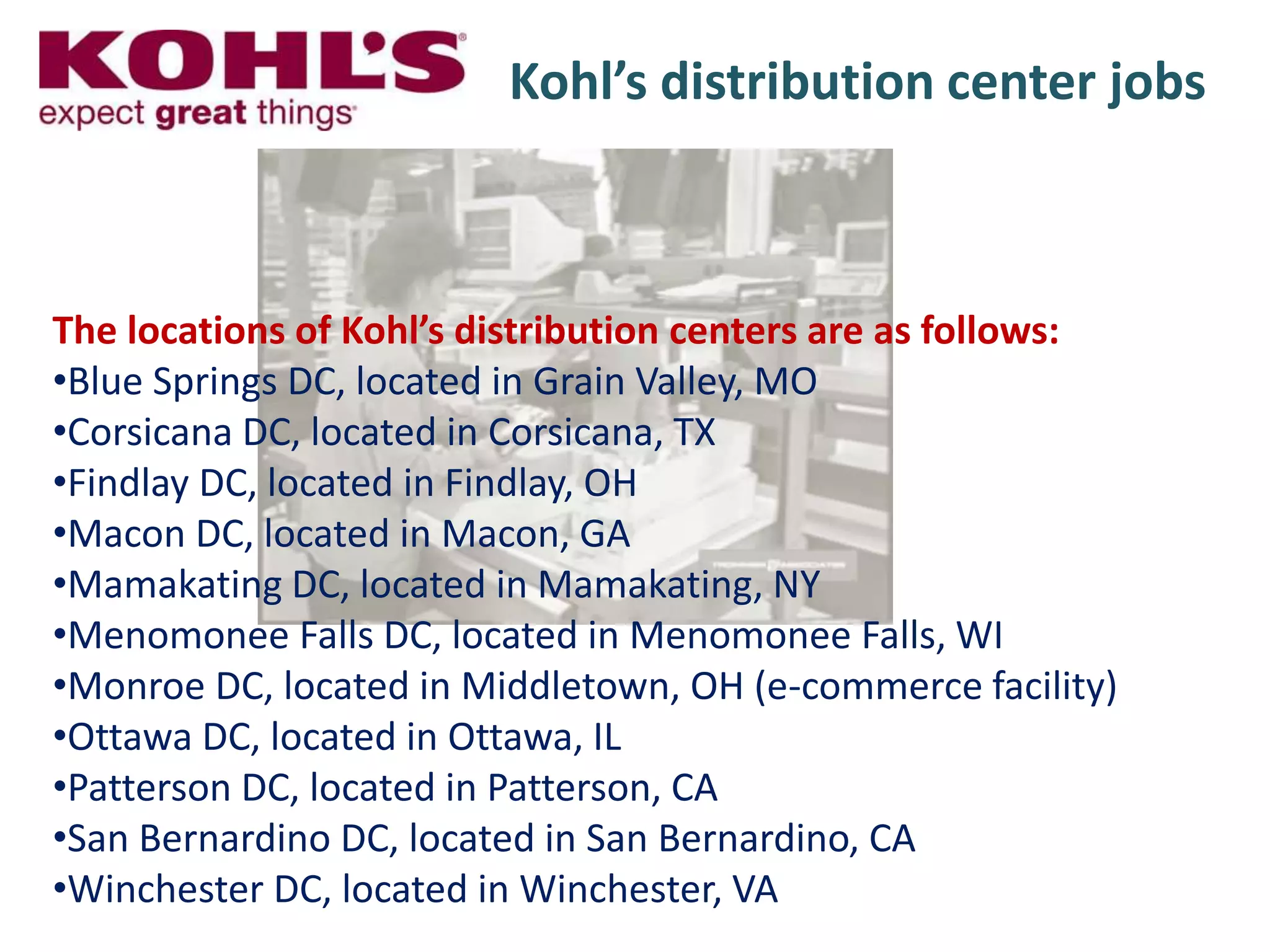 Kohl distribution center jobs | PPT