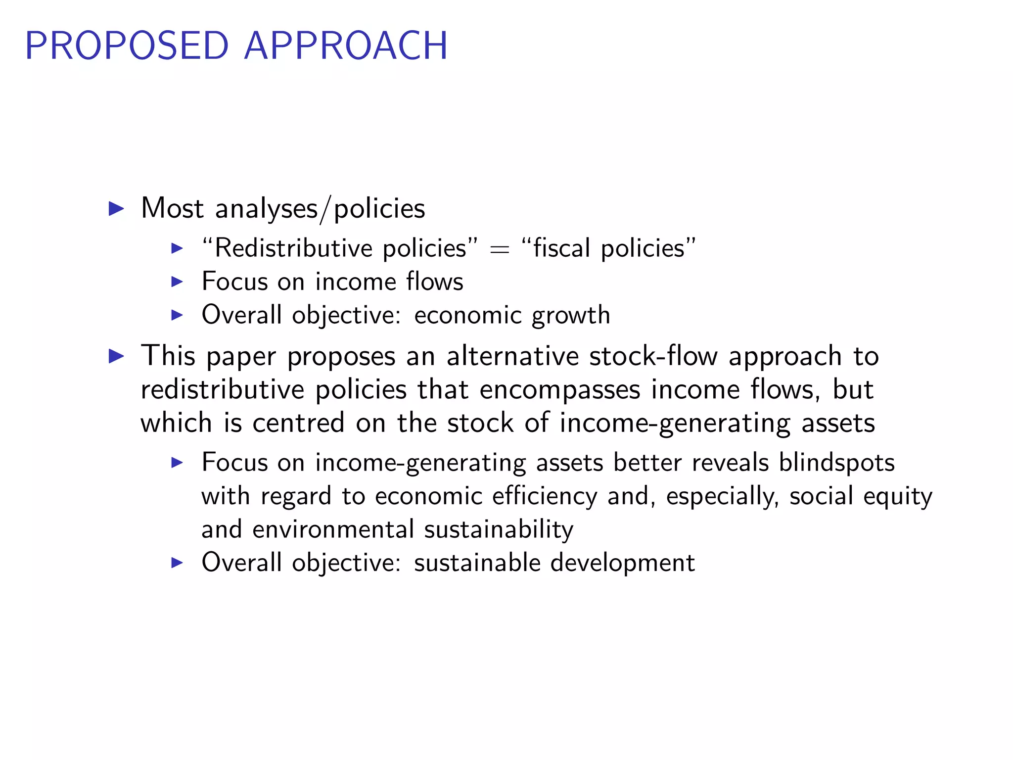 Asset-Centered Redistributive Policies for Sustainable Development | PDF