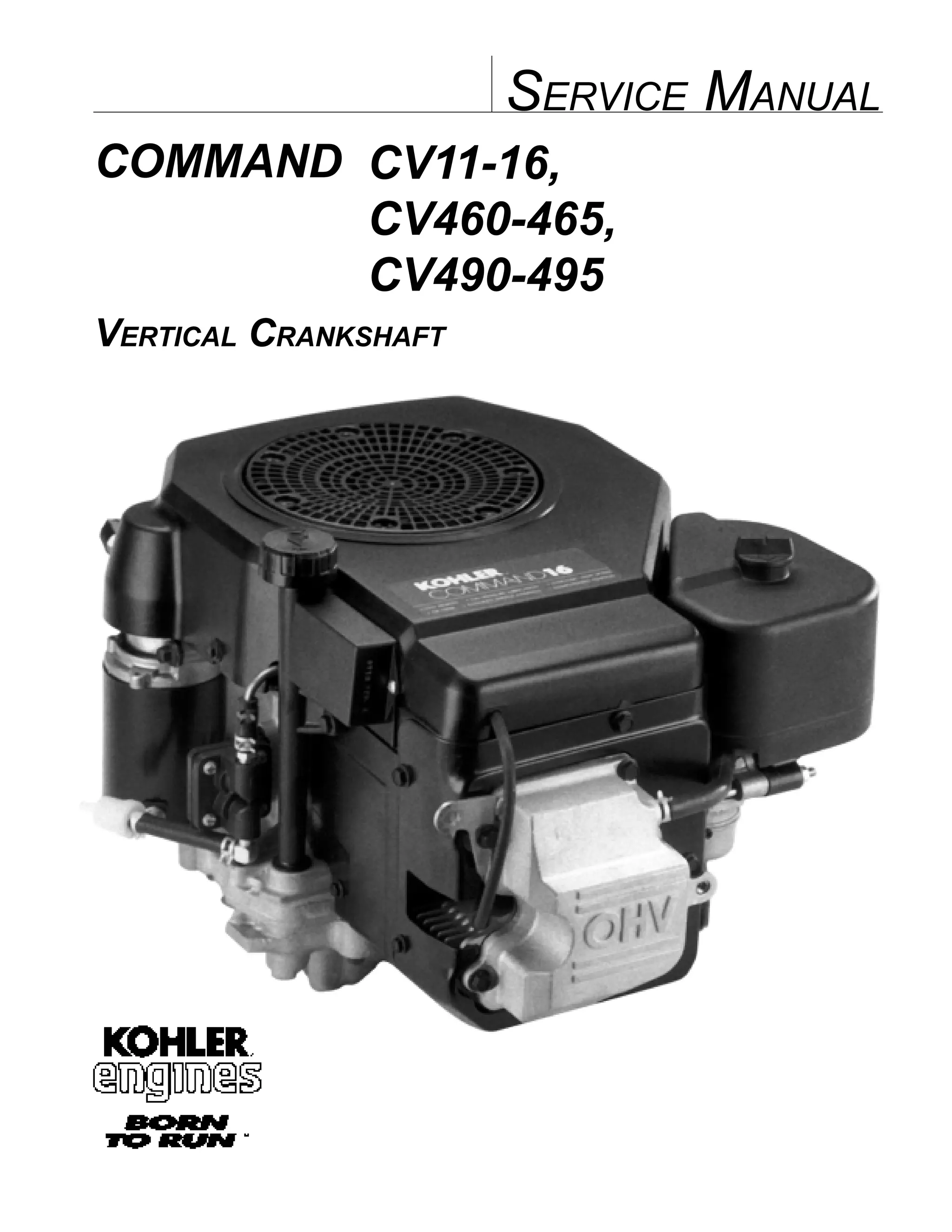 Kohler command cv16 vertical crankshaft engine service repair manual ...