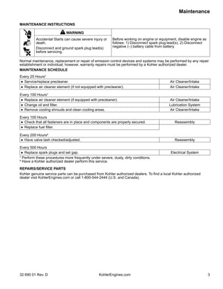Kohler courage sv715 service repair manual | PDF