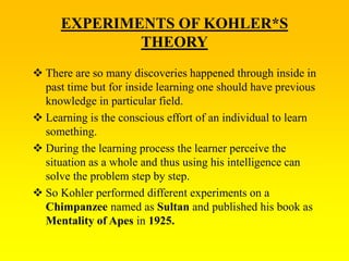 KOHLERS THEORY OF INSIGHT LEARNING .pptx