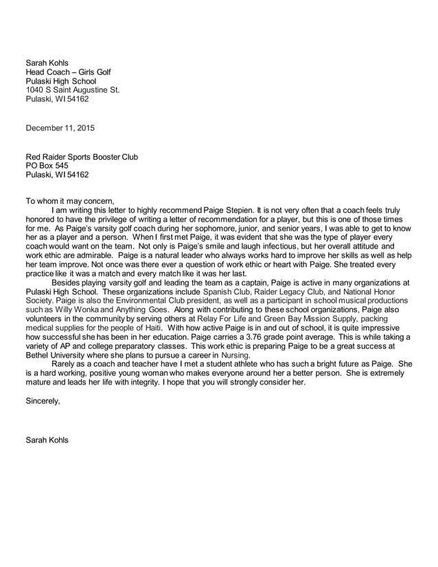 Sarah Kohls Recommendation Letter | DOCX