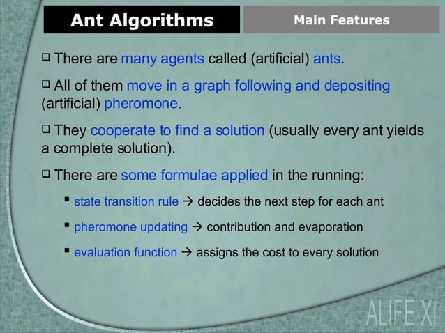 Kohonants A Self Organizing Ant Algorithm For Clustering And Pattern Classification Ppt