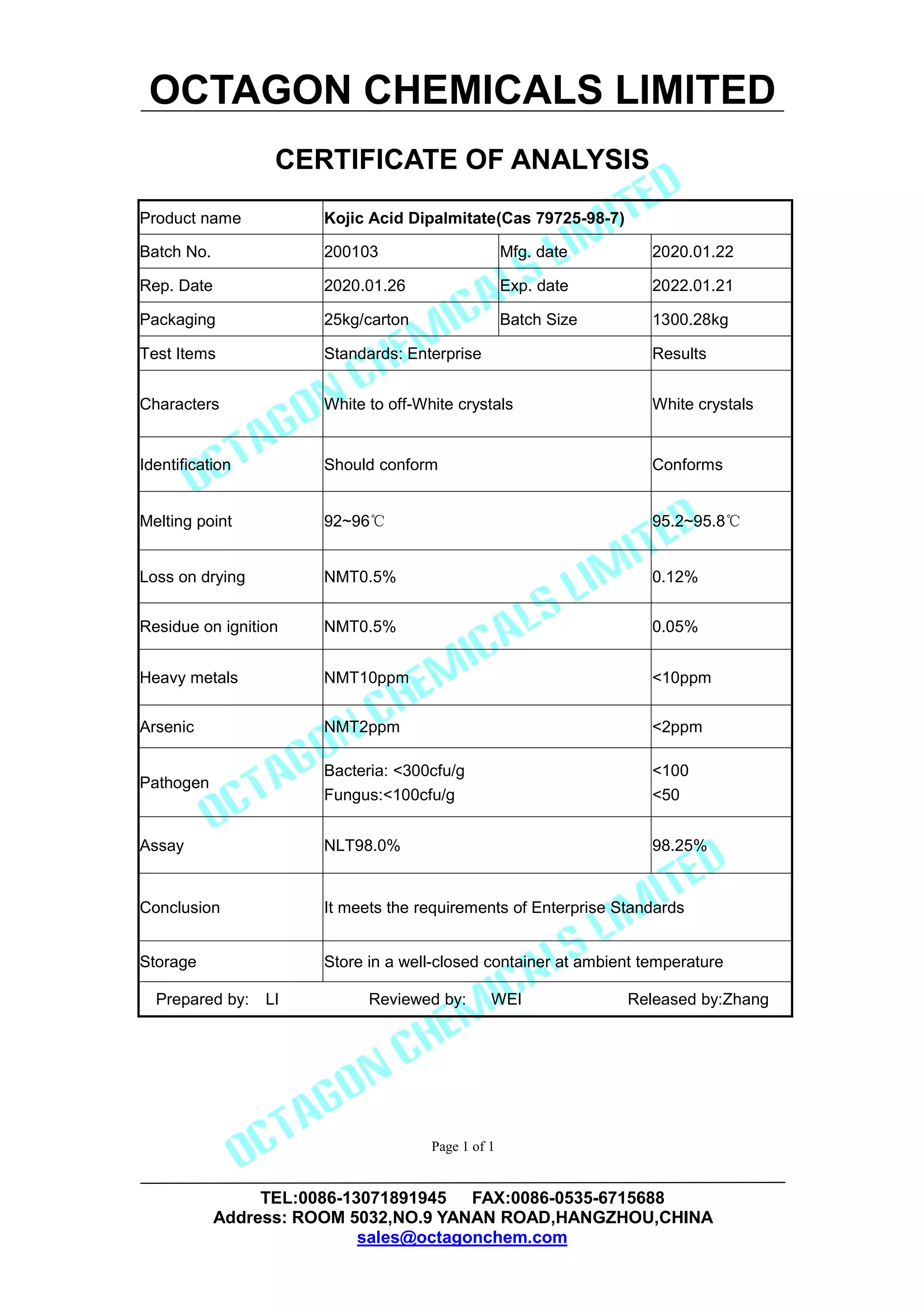 Kojic acid dipalmitate coa | PDF | Chemistry | Science