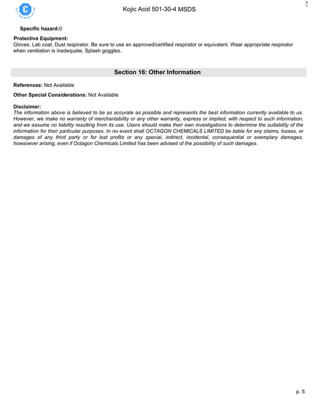 Kojic acid powder msds | PDF