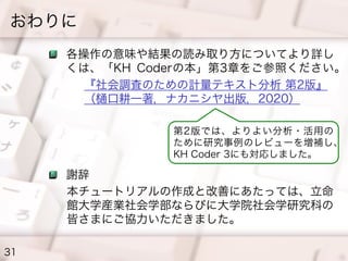 【旧版】KH Coder 3 チュートリアル（スライド版） | PDF | Databases | Computer Software and Applications