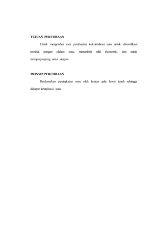 Laporan Praktikum Kokristalisasi Susu | PDF