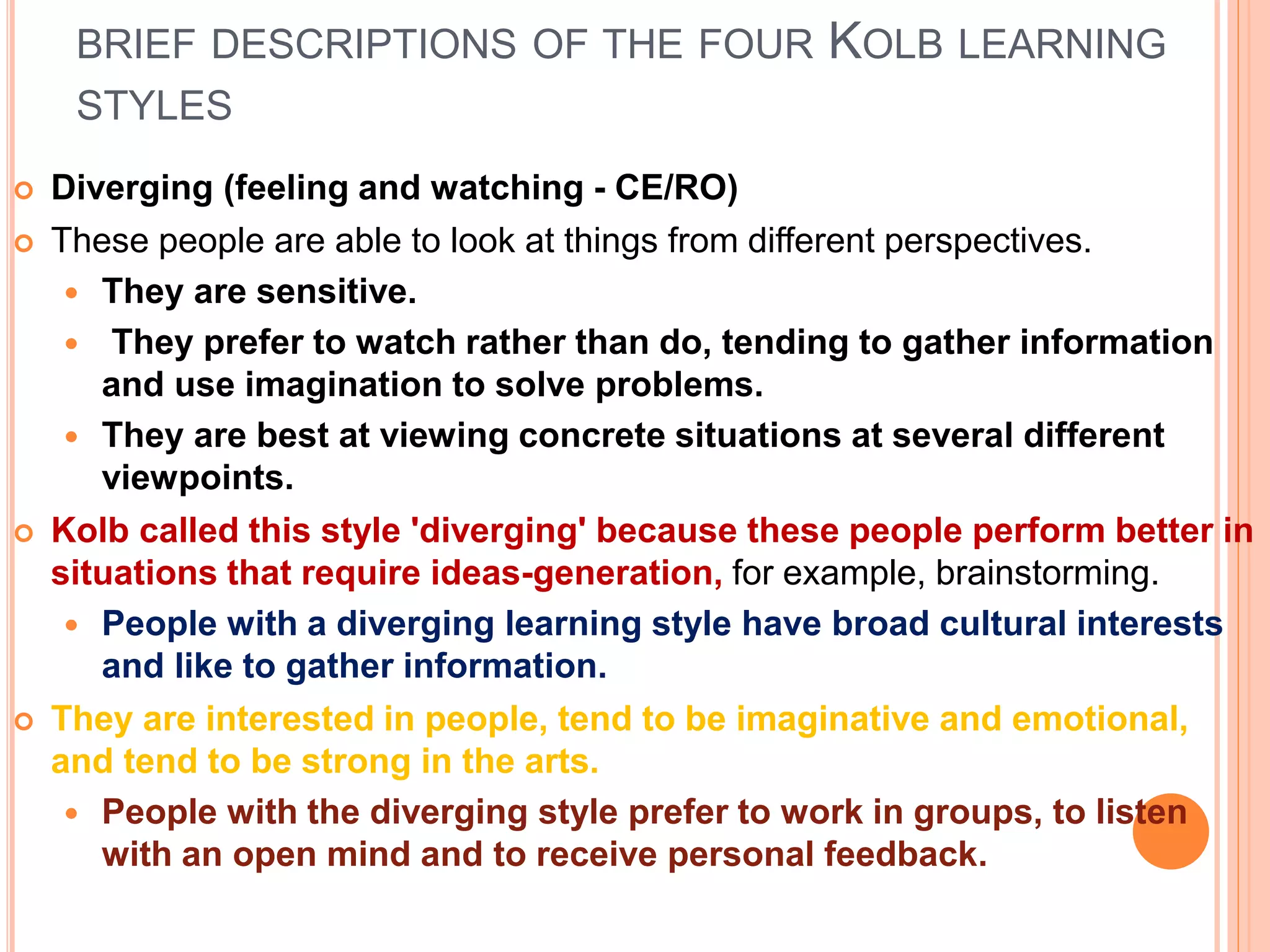 Kolb learning styles | PPTX