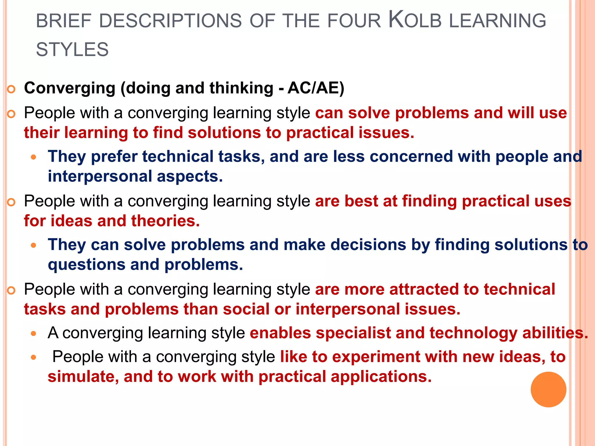 Kolb learning styles | PPTX