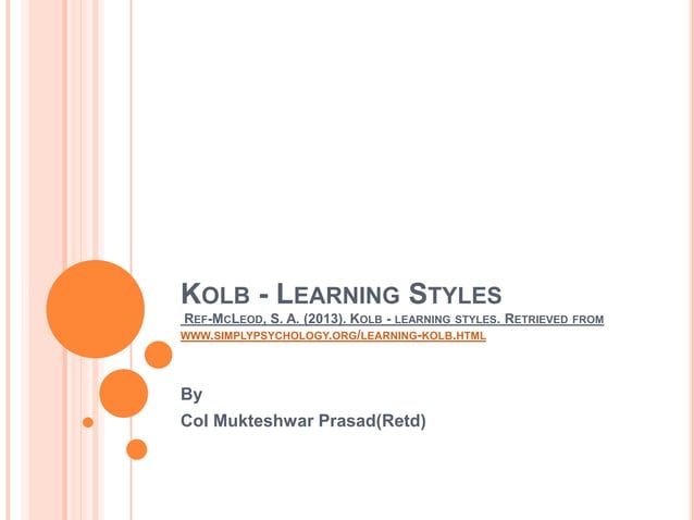 Kolb learning styles | PPTX