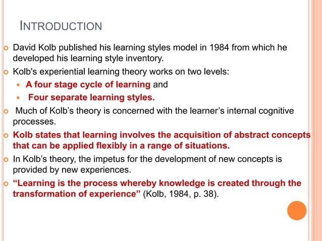 Kolb learning styles | PPTX