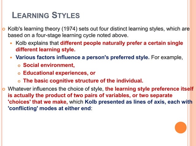 Kolb learning styles | PPTX