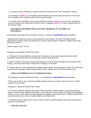 Koleksi hadith rasulullah s.a.w | DOCX