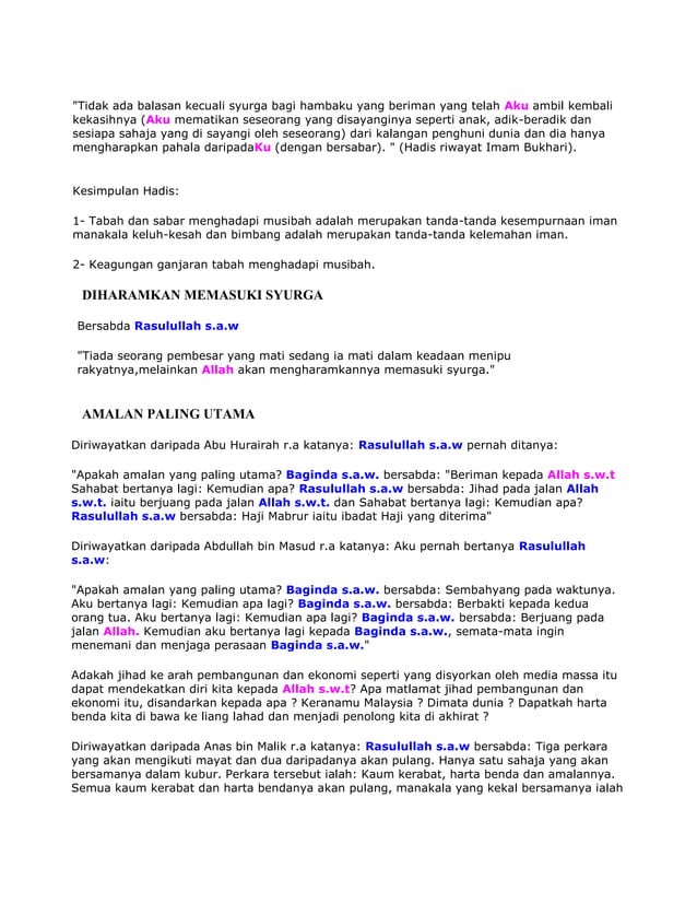 Koleksi hadith rasulullah s.a.w | PDF