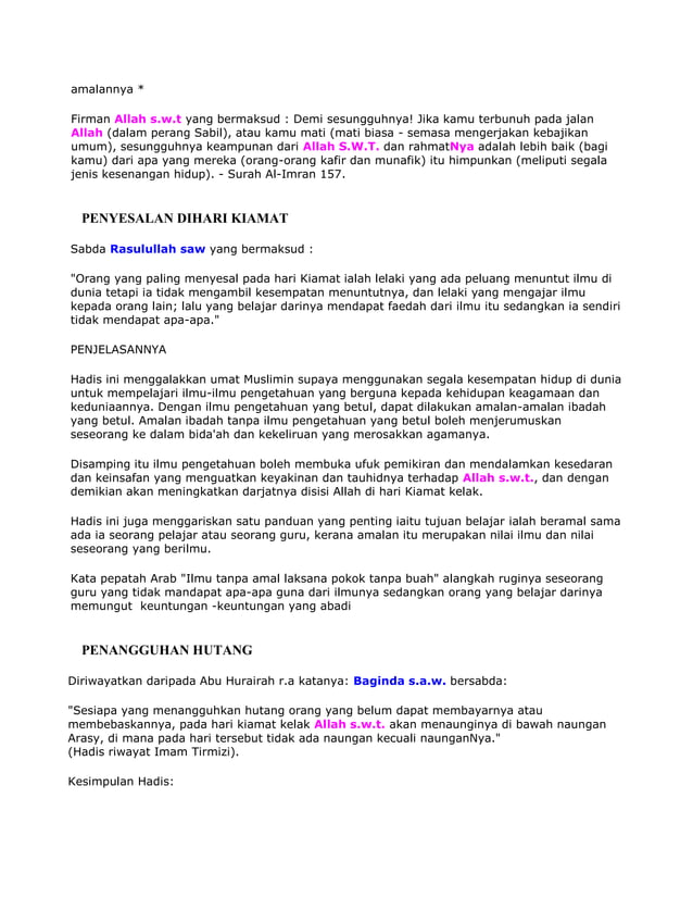 Koleksi hadith rasulullah s.a.w | DOCX