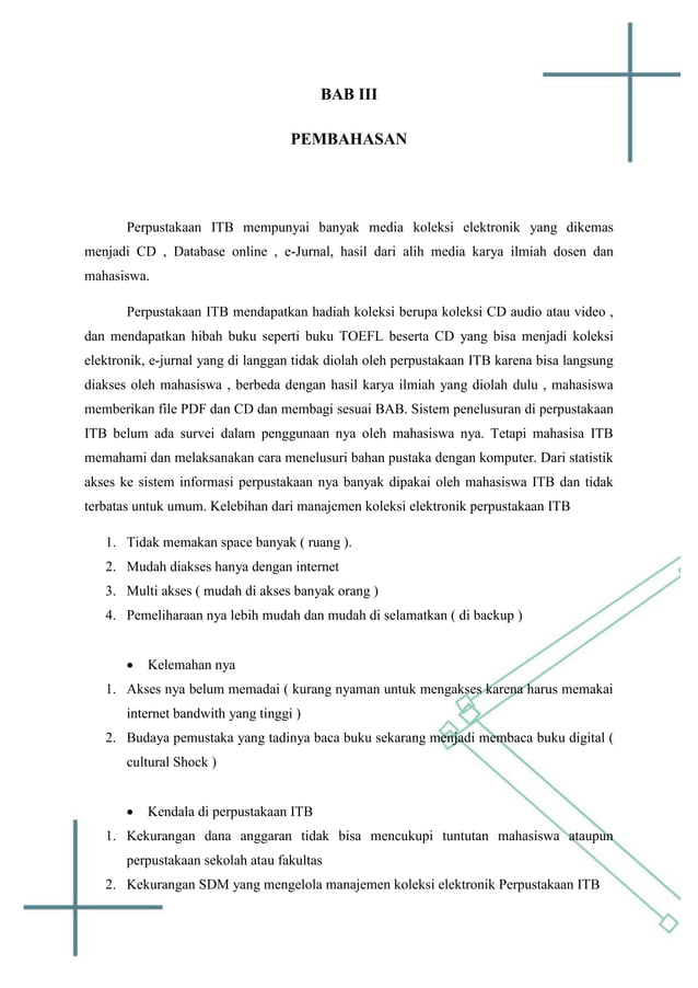 Koleksi Media Elektronik di Perpustakaan Pusat ITB | PDF