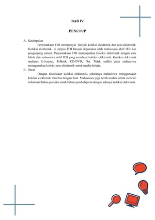 Koleksi Media Elektronik di Perpustakaan Pusat ITB | PDF