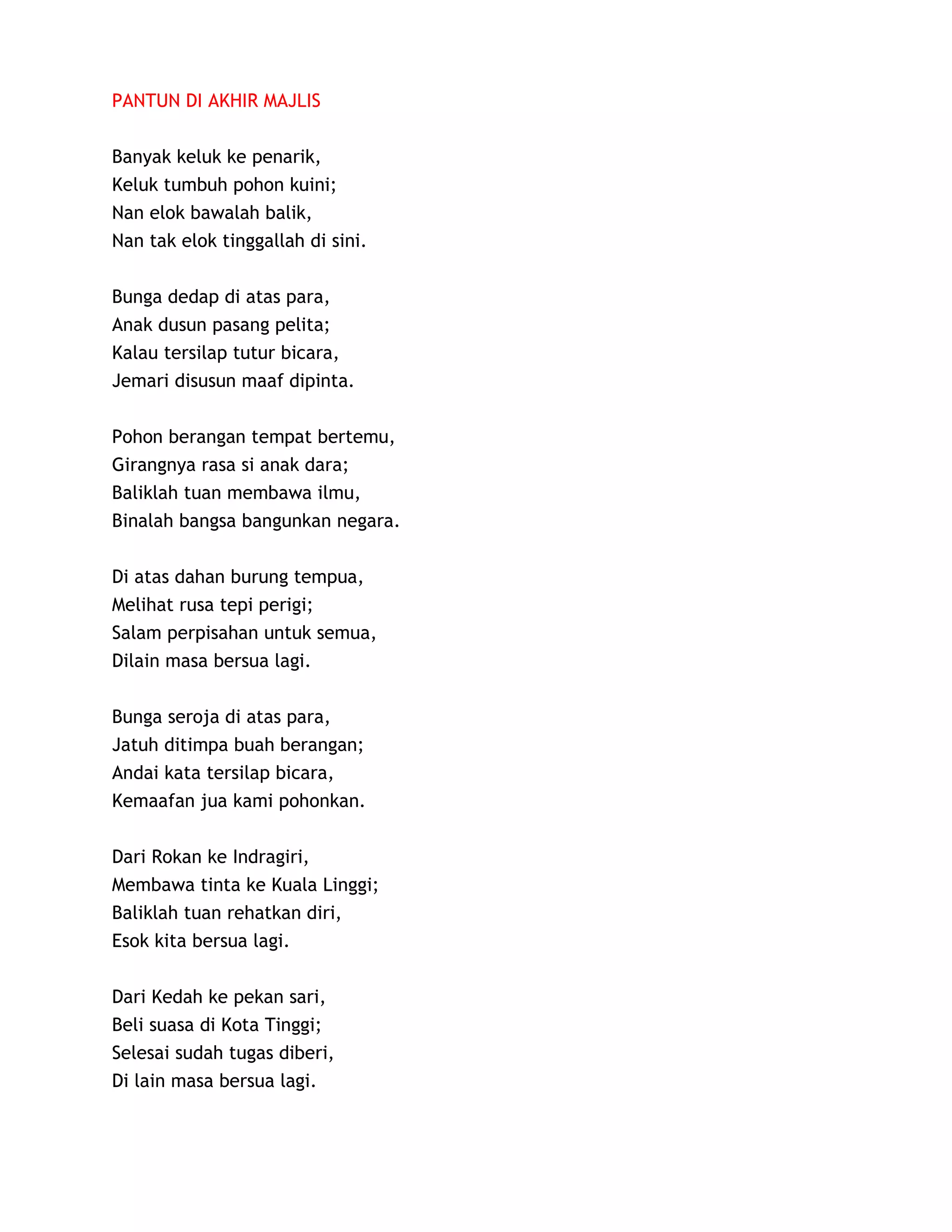 Koleksi pantun majlis | PDF