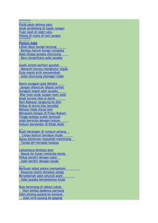 Koleksi pantun melayu suraya 2012 | DOCX