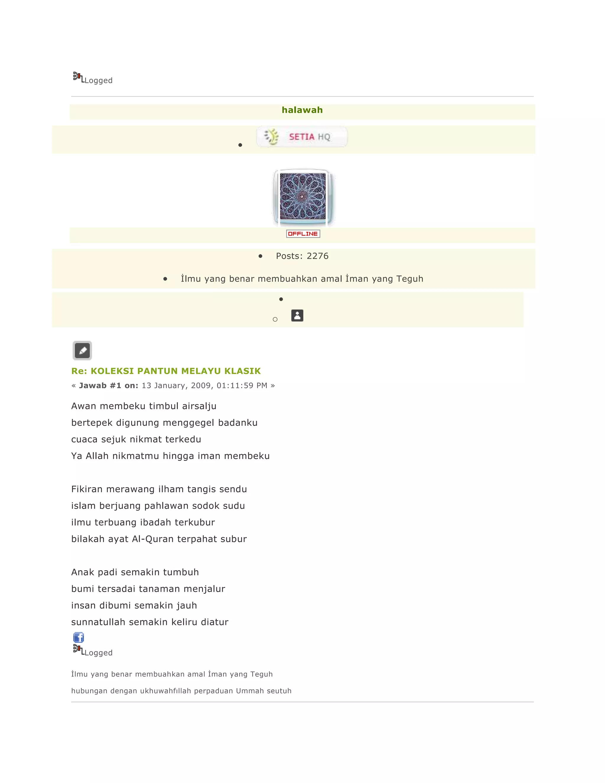 Koleksi pantun melayu klasik | DOCX