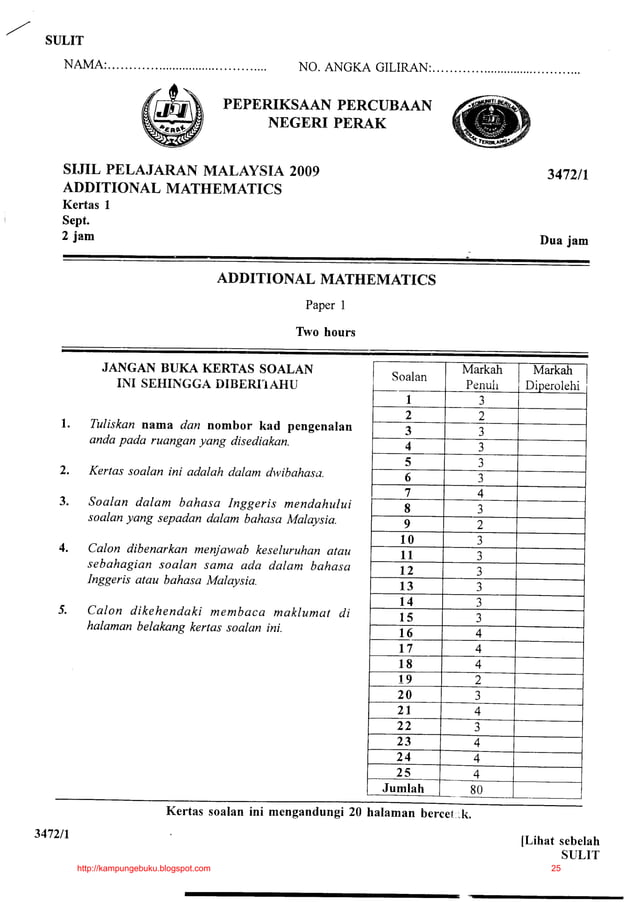 Koleksi soalan addmath kertas1 | PDF