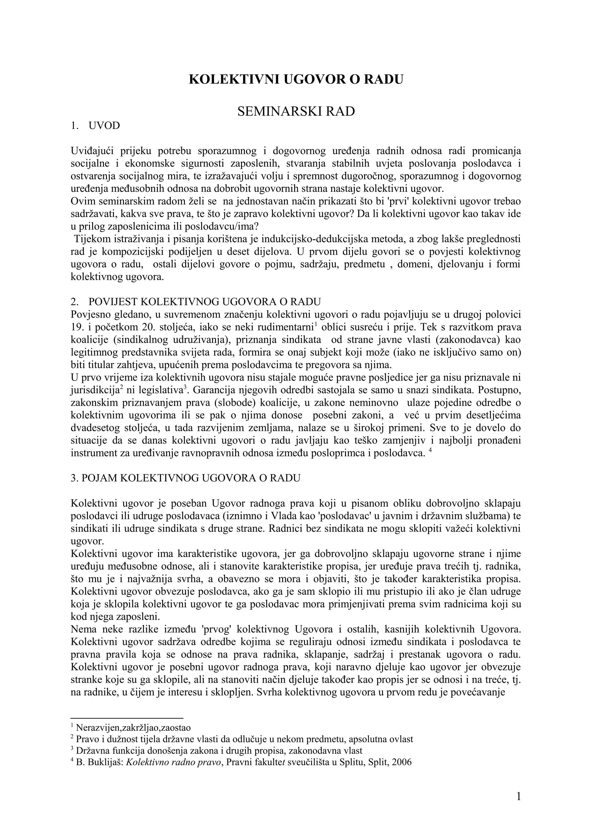 Kolektivni ugovor o radu | DOC