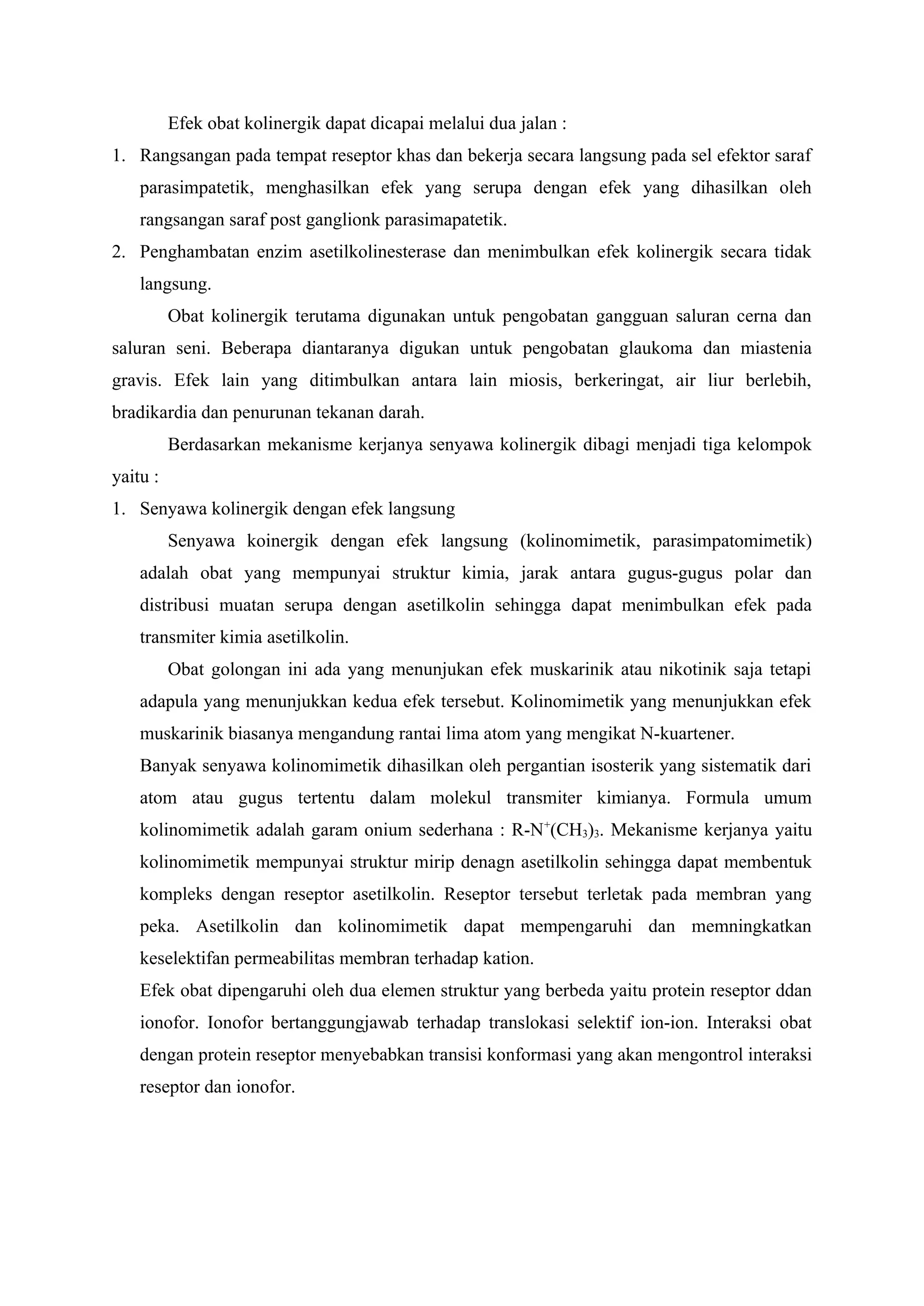 Makalah farmakologi kolinergik bab 1 oke | DOCX