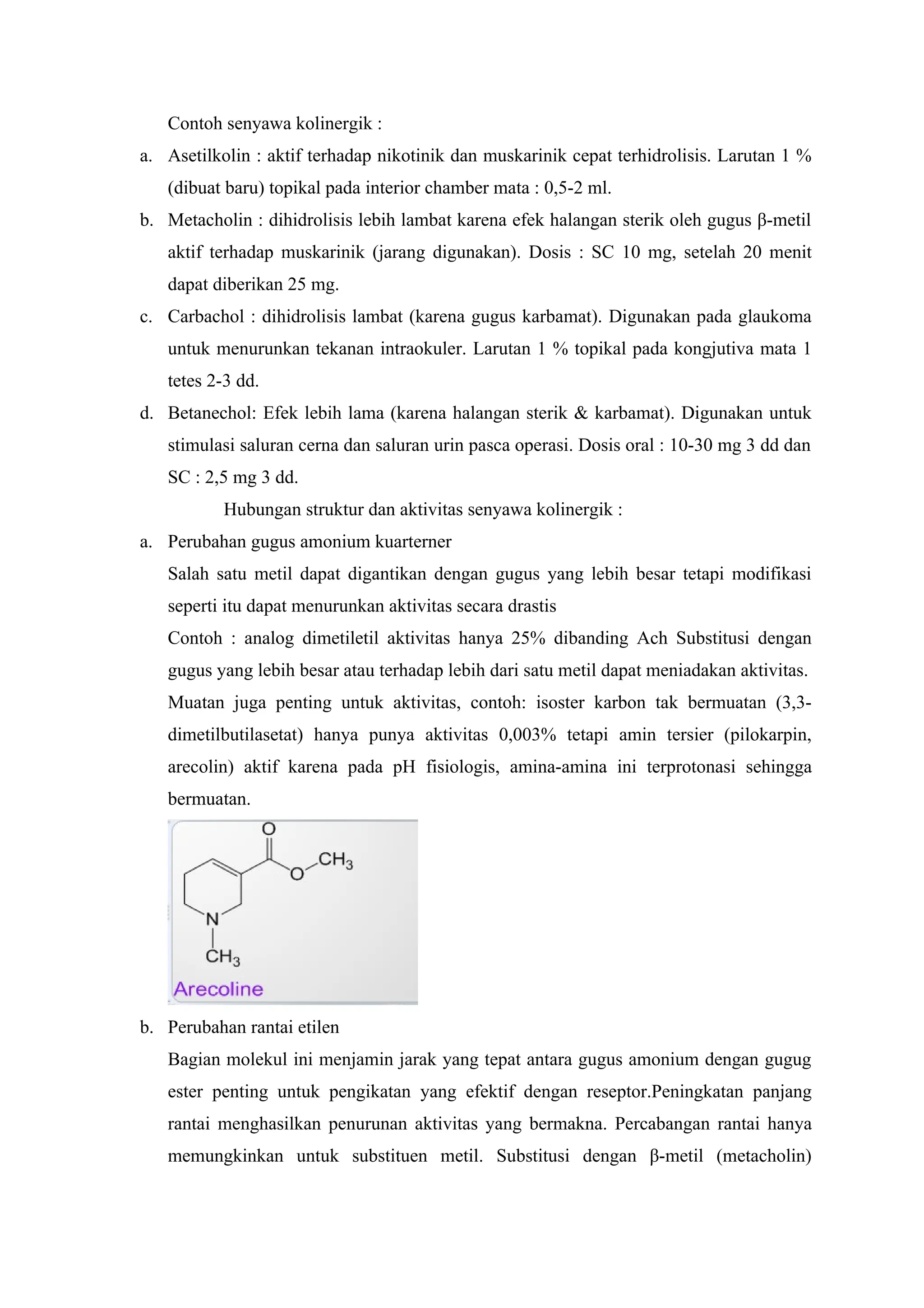 Makalah farmakologi kolinergik bab 1 oke | DOCX