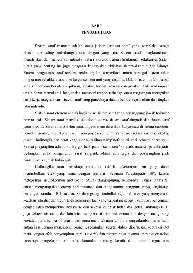 Makalah farmakologi kolinergik bab 1 oke | DOCX