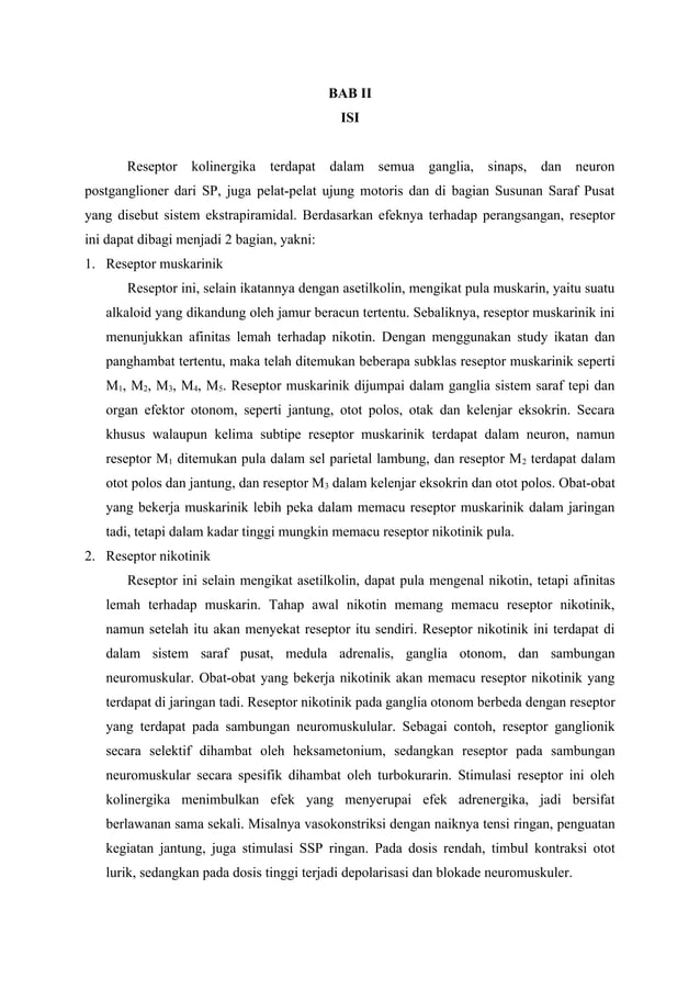 Makalah farmakologi kolinergik bab 1 oke | DOCX