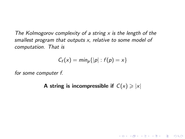 Kolmogorov Complexity, Art, and all that | PPT
