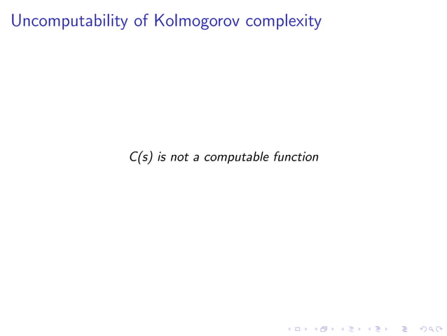 Kolmogorov Complexity, Art, and all that | PPT