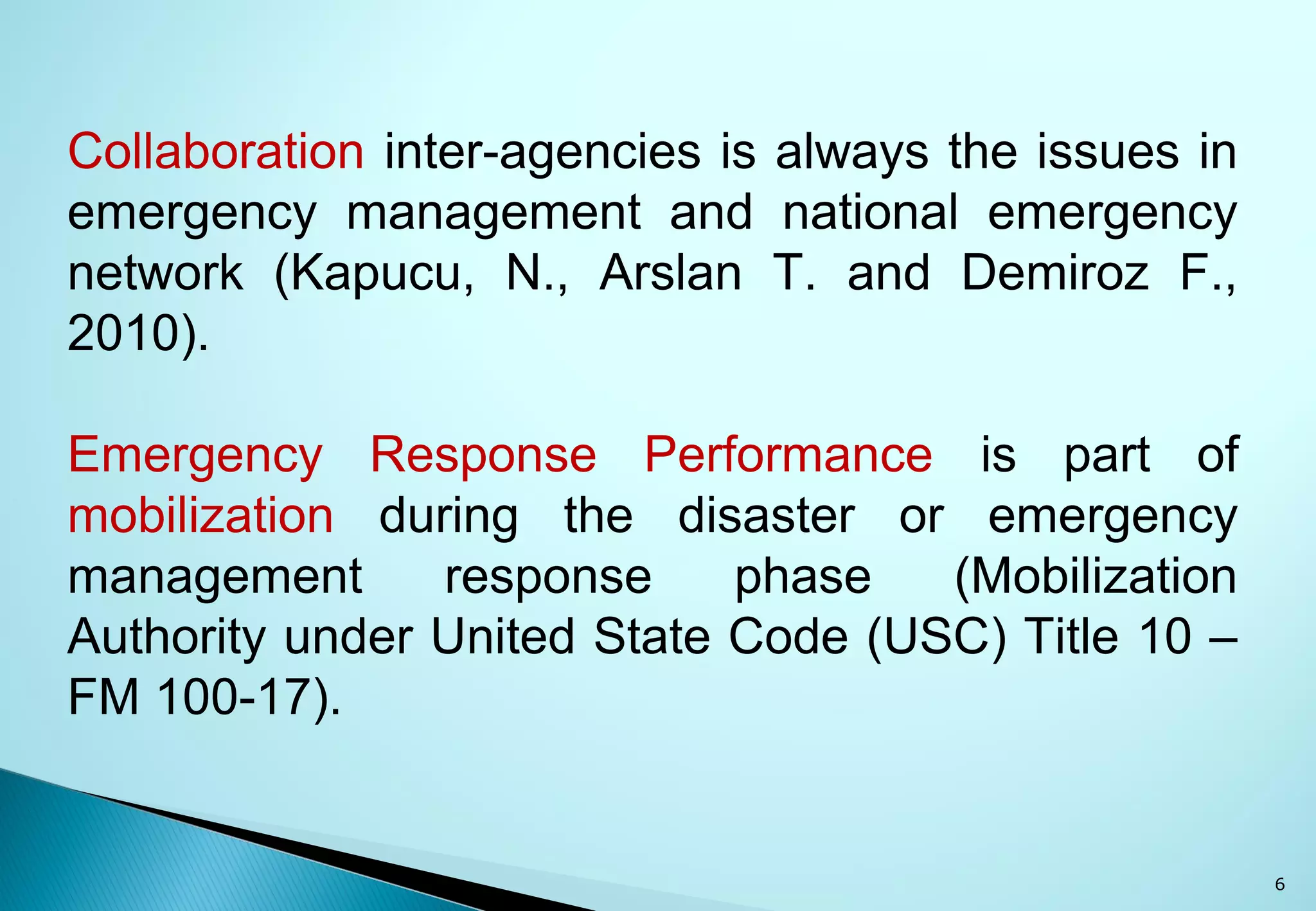 Disaster Management Structure, Collaboration & Response Performance in ...