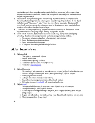 Kolonialisme adalah pengembangan kekuasaan sebuah negara ata | DOC