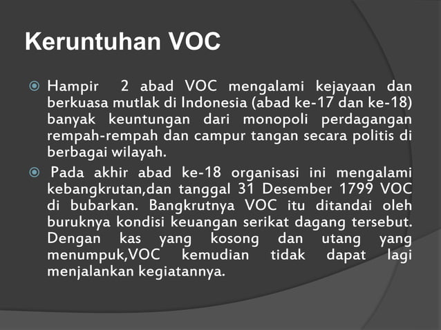 Kolonialisme dan imperialisme voc | PPTX