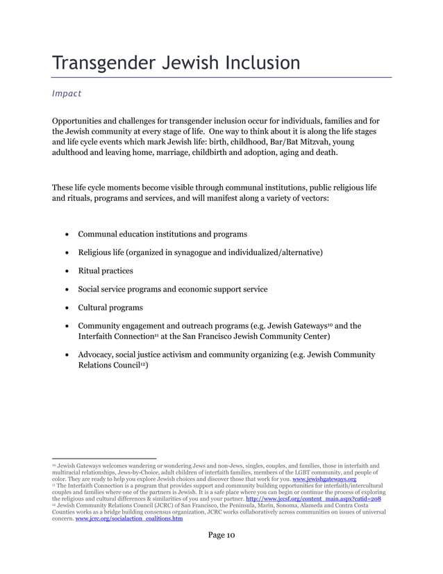 Kol Tzedek Transgender Inclusion Report | PDF