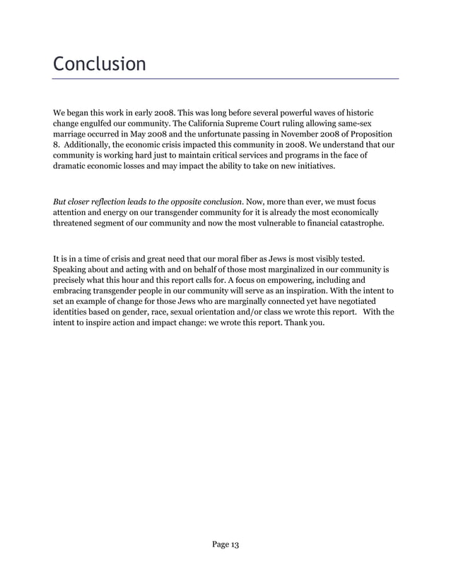 Kol Tzedek Transgender Inclusion Report | PDF