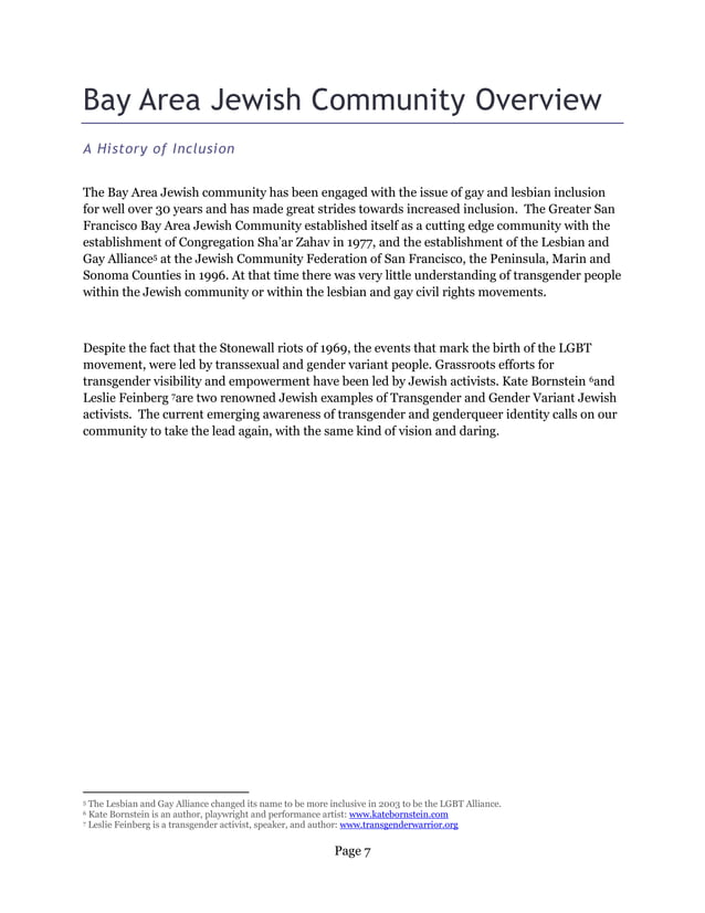 Kol Tzedek Transgender Inclusion Report | PDF