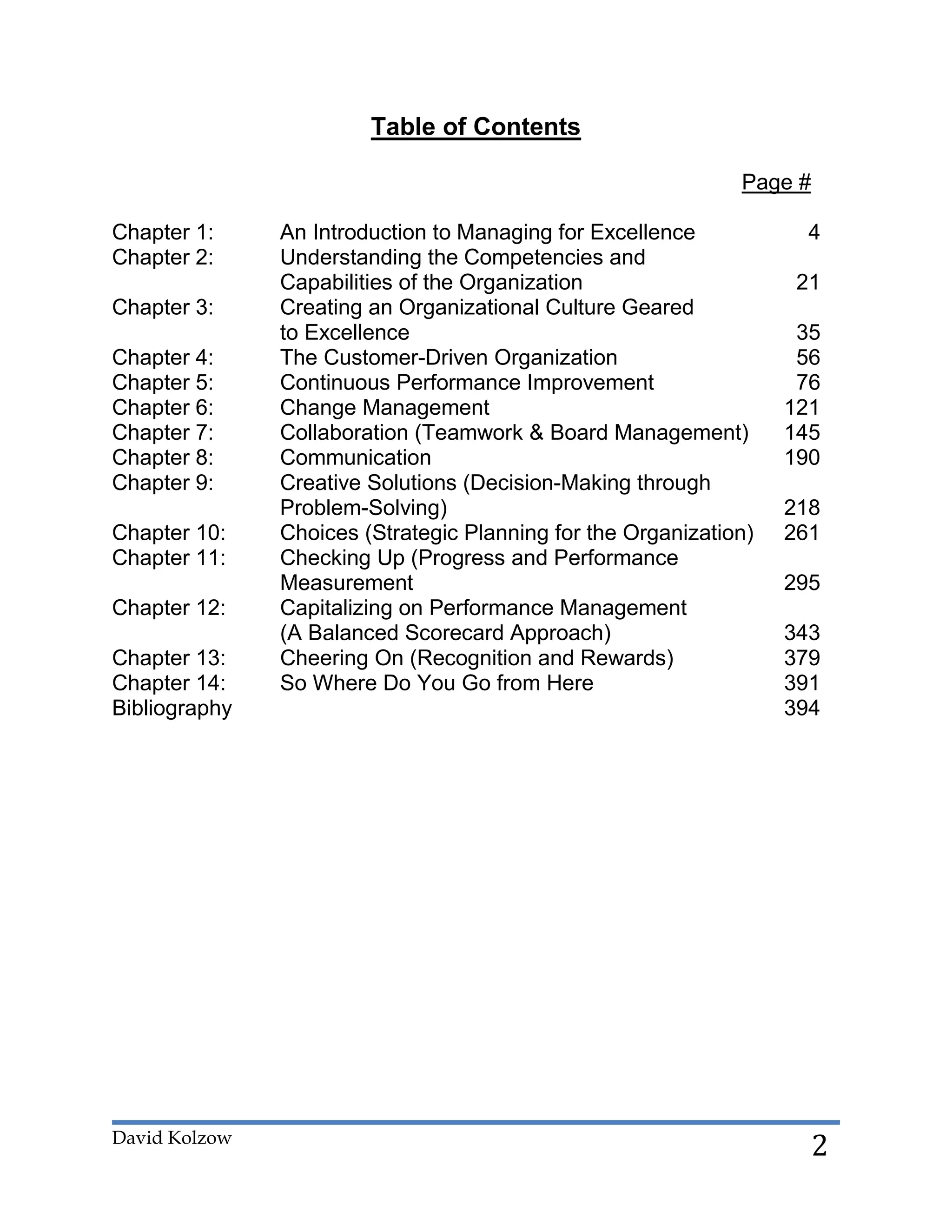 Managing for Excellence-Outcome-Based Performance for the Economic ...