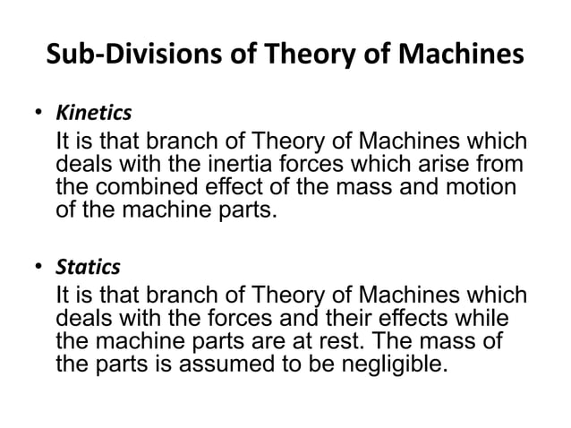 Branches of TOM, Machine & Structure, Kinematic Links | PPTX