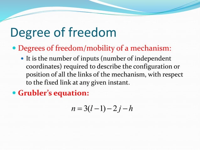 Kinemetic chains, Pairs, Joints, Four bar Mechanisms (KOM) | PPTX