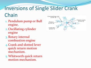 Kinemetic chains, Pairs, Joints, Four bar Mechanisms (KOM) | PPTX