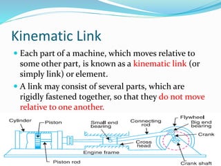 Kinemetic chains, Pairs, Joints, Four bar Mechanisms (KOM) | PPTX