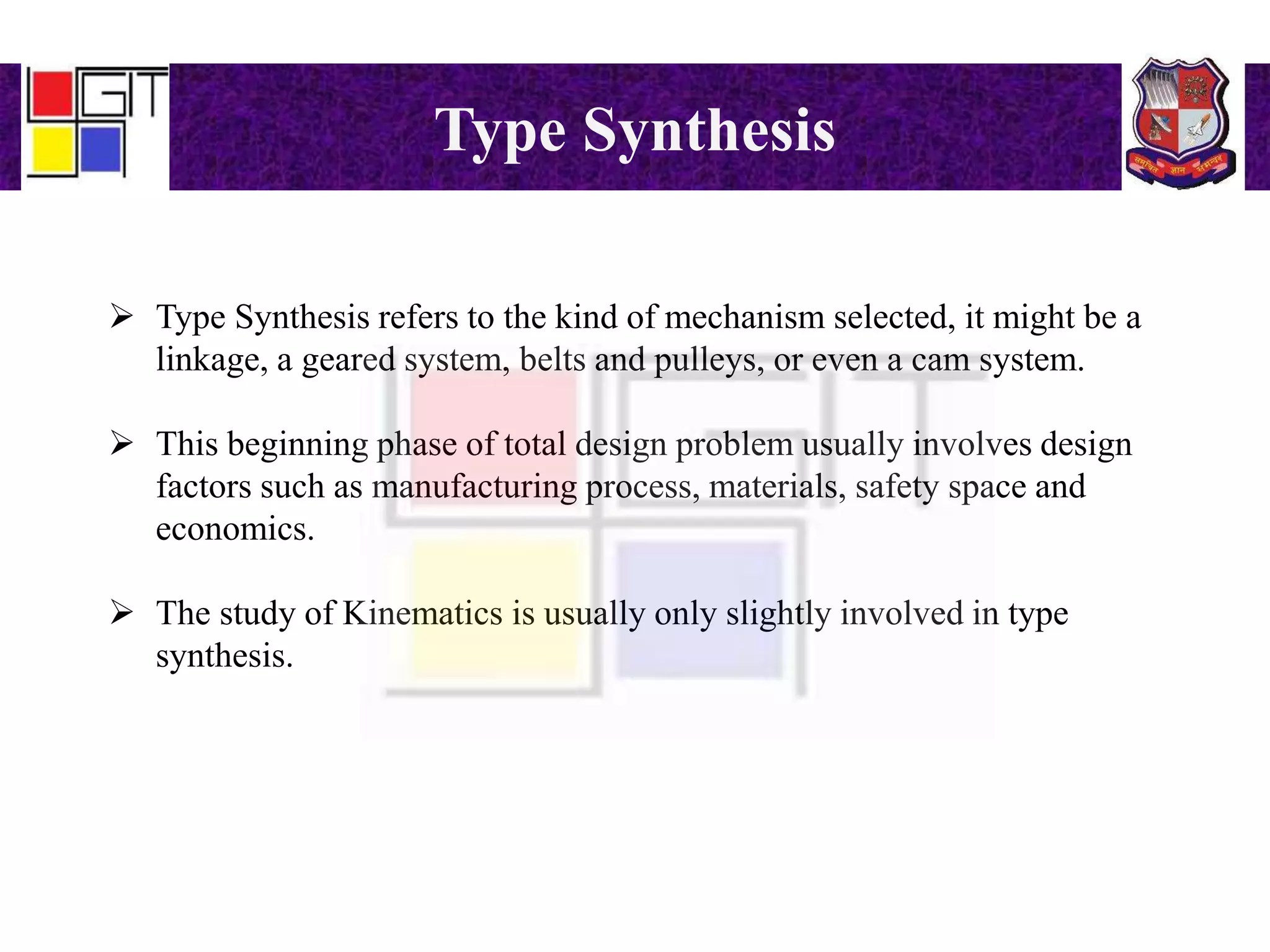 Synthesis of Mechanisms | PPTX