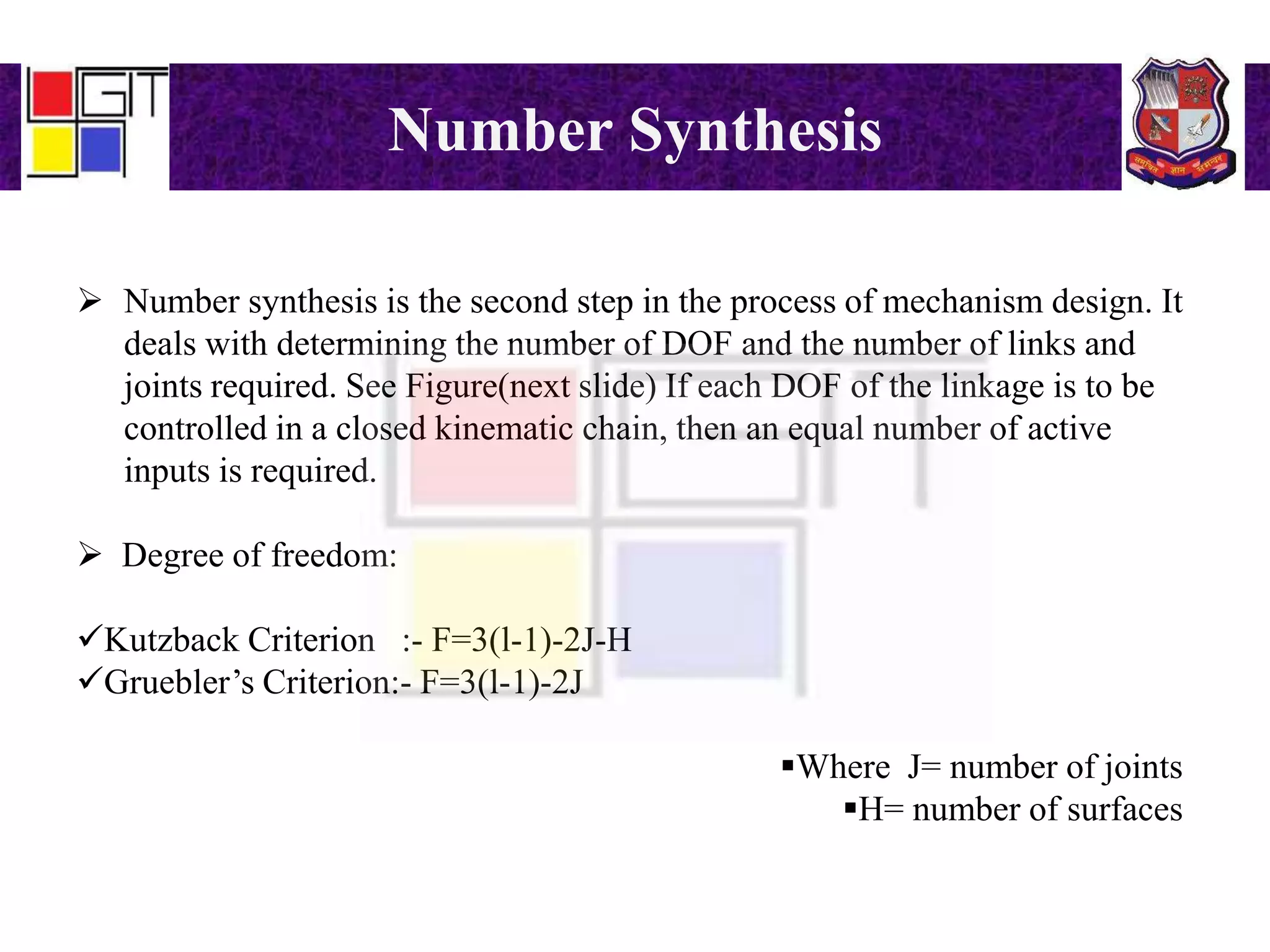 Synthesis of Mechanisms | PPTX
