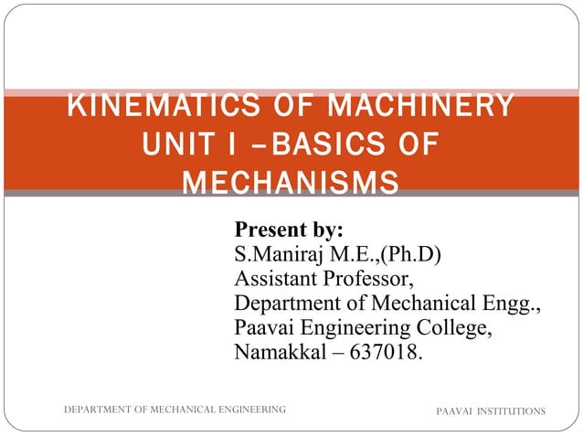 KOM-UNIT-1-BASICS OF MECHANISMS | PPT